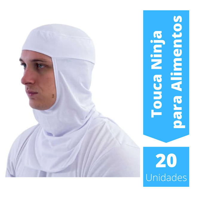 Touca Ninja Para Trabalho Branco Poliviscose 20 unidades - PreveOeste