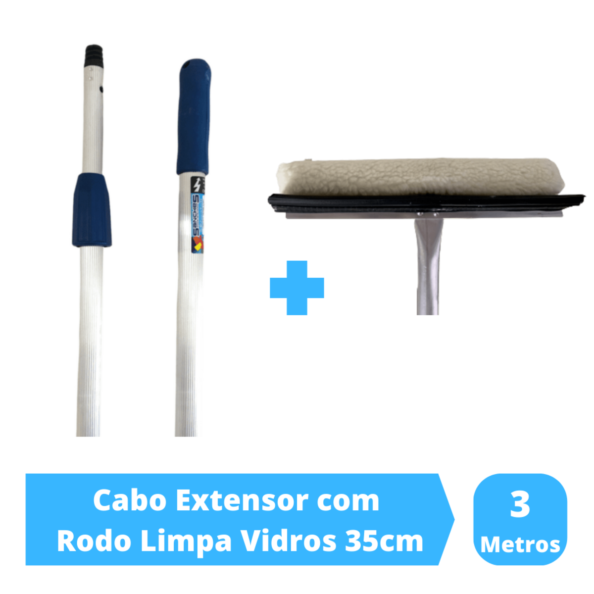 Cabo Extensor 3 Metros para Janelas Altas com Rodo Mágico de 35cm ...