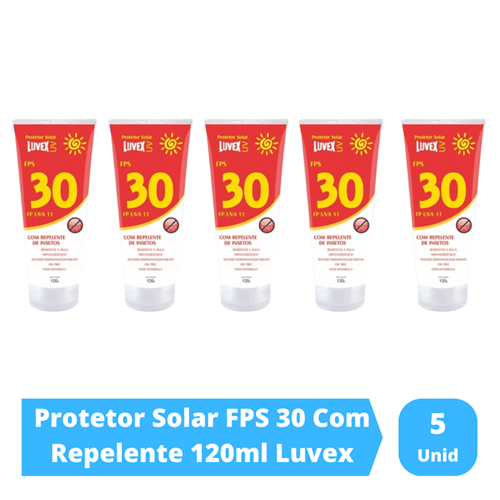 Kit 5 Protetor Solar FPS 30 Com Repelente 120ml Luvex - PreveOeste
