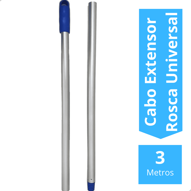 Cabo Extensor 3 Metros Aluminio Rosca Universal Telescópico - PreveOeste