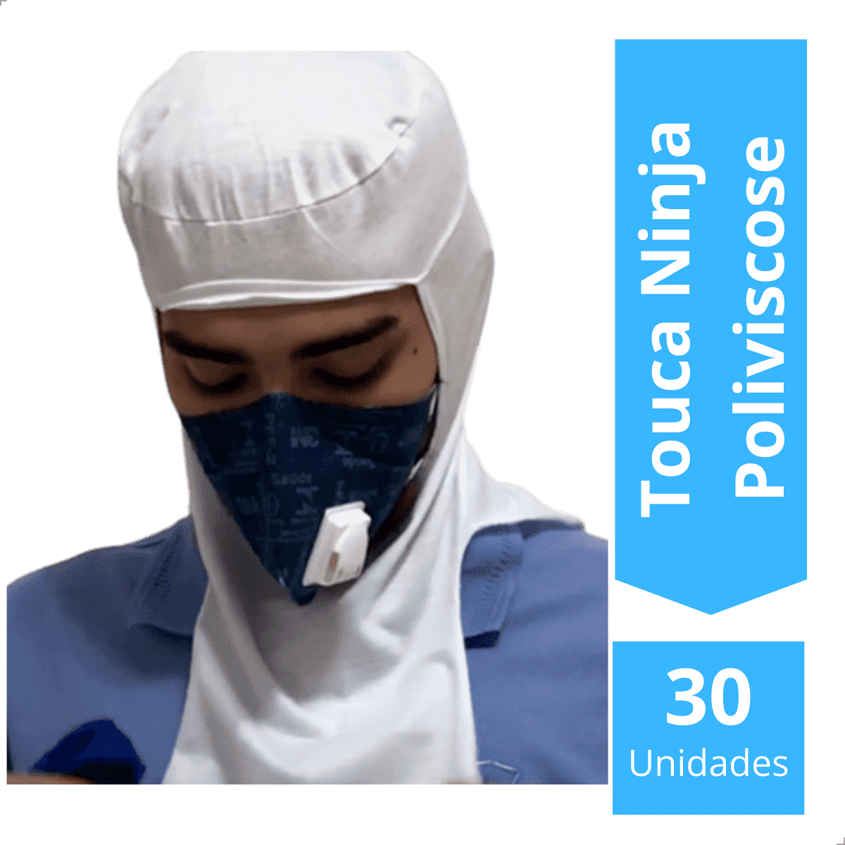 Touca Ninja Branca Para Trabalho Poliviscose 30 unidades - PreveOeste