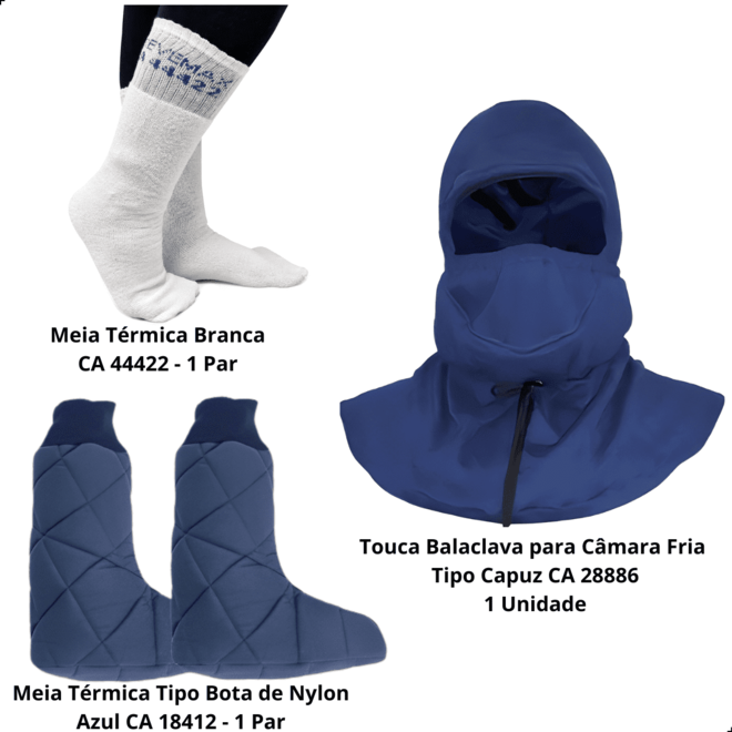 Kit EPI Câmara Fria Meia Botinha + Touca Ivanhoé + Meia Térmica ...