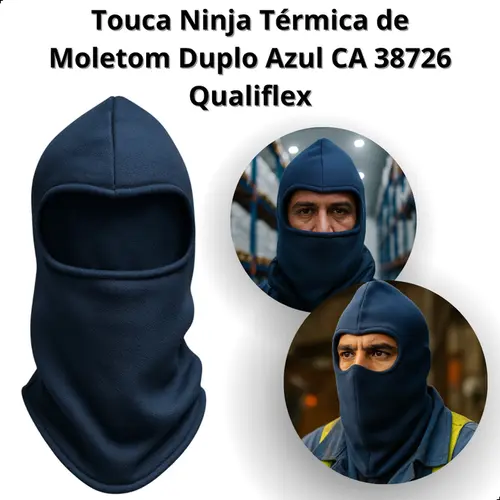 Touca Ninja Térmica de Moletom Duplo Azul CA 38726 Qualiflex - PreveOeste