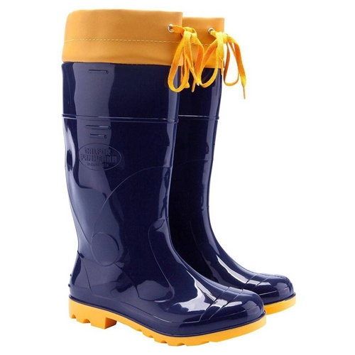 Bota Pvc Azul E Amarelo Cano Longo com Forro e Amarra Ca 39764/16353 ...